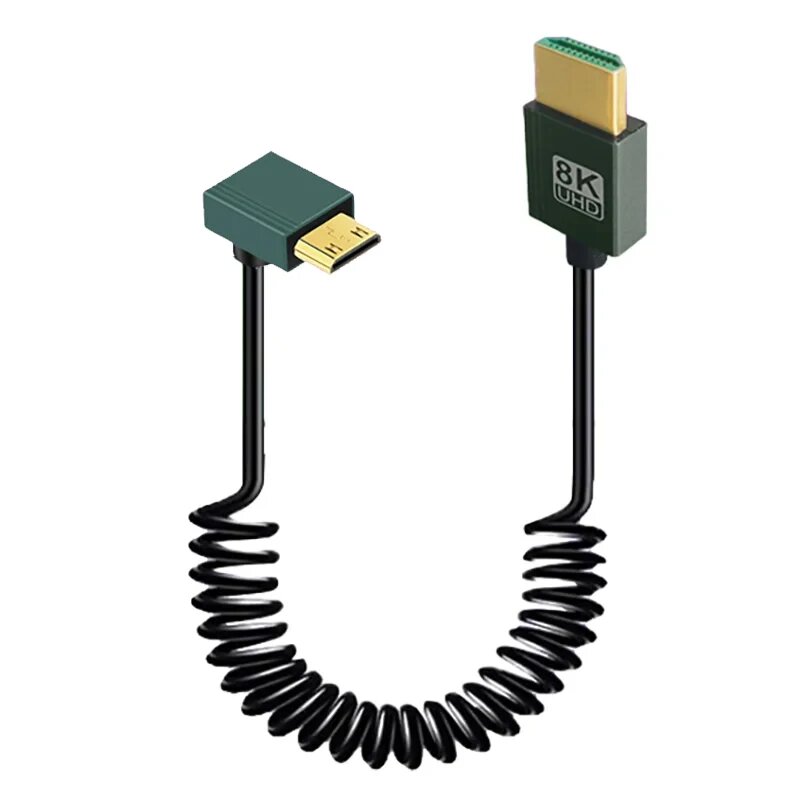 Спиральный HDMI кабель Mini HDMI - HDMI 8K, Цвет: HD to MiniHD Down