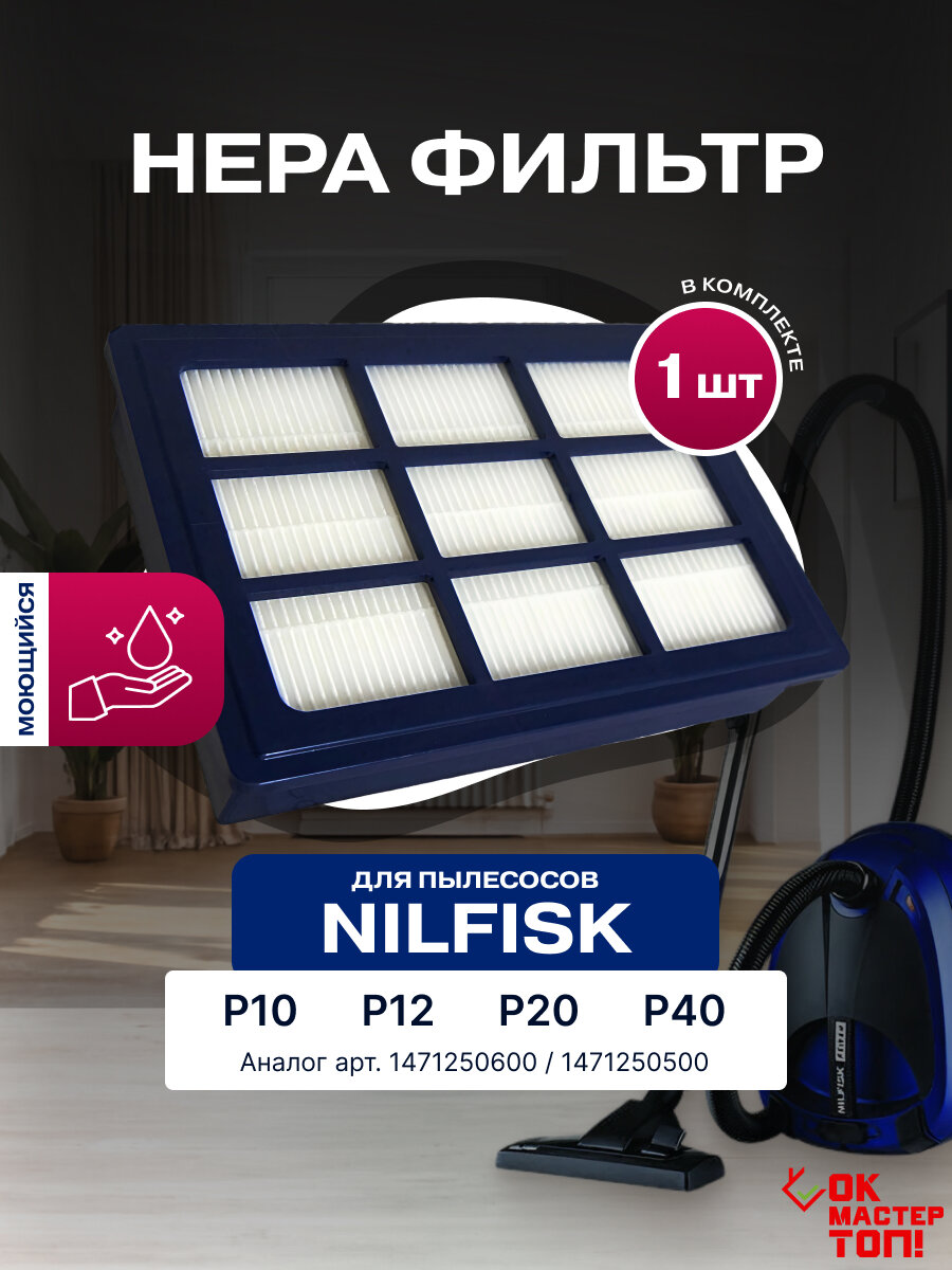 HEPA фильтр для пылесосов Nilfisk P10, P12, P20, P40