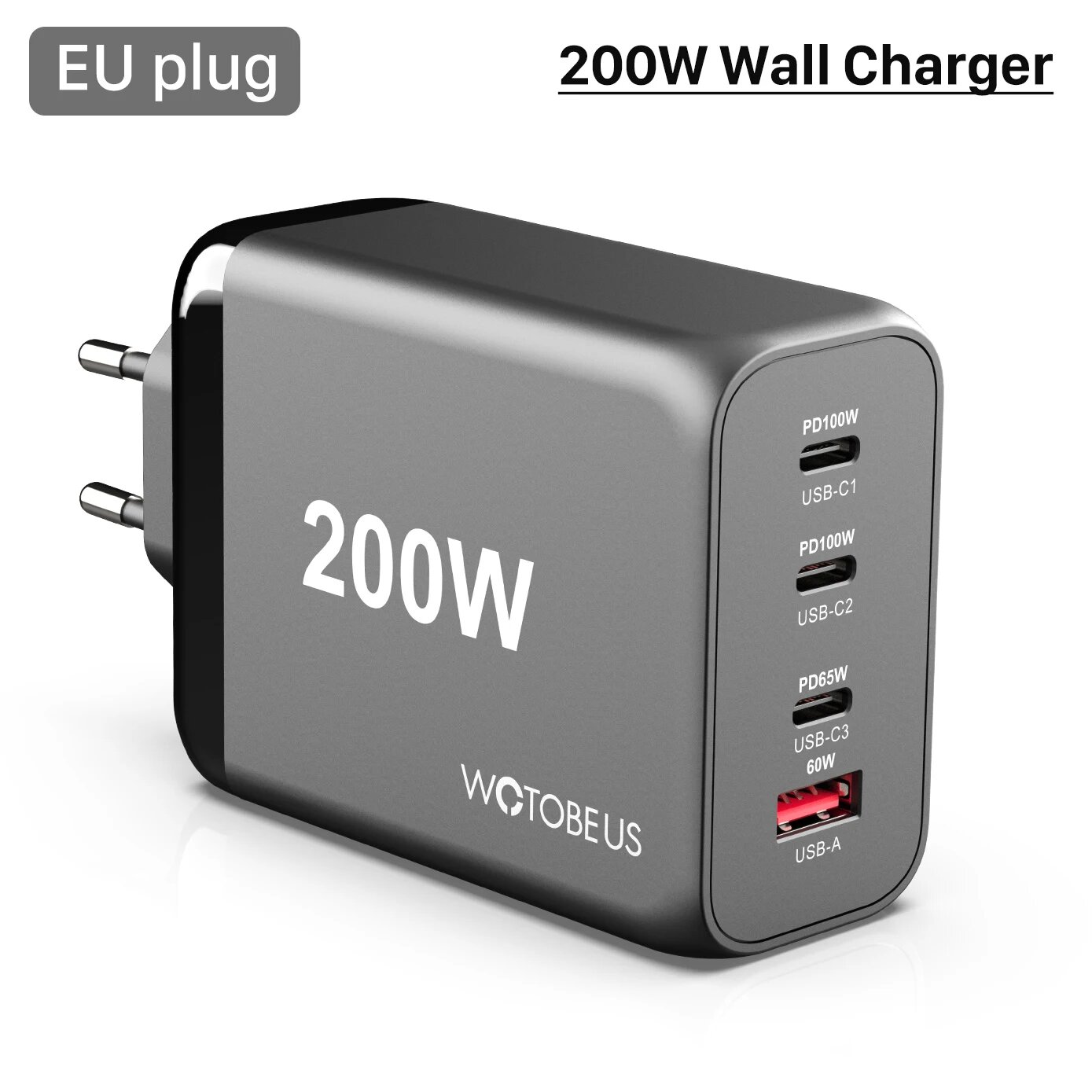 Сетевое зарядное устройство WOTOBE 200 Вт, PD Тип C, USB, быстрая зарядка PD100W PPS 65 Вт 200W EU