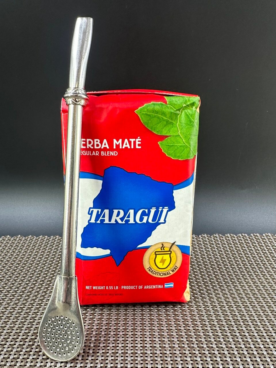 Чай мате Taragui Tradicional , йерба мате упаковка 250 гр + бомбилья стальная, 19см.