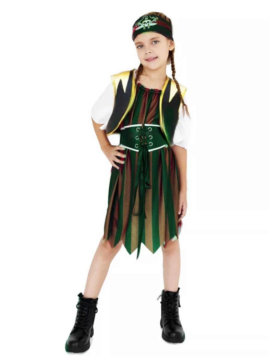 Карнавальный костюм пиратки Фортуны детский, коричневый, M (116-122 см)