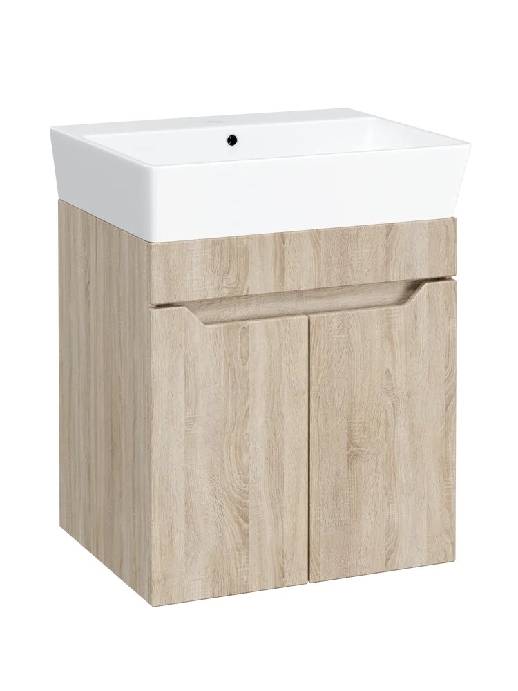 Тумба под раковину без столешницы DIWO Архангельск 50 подвесная, светлое дерево, матовая, из МДФ, тумба для ванной, с дверками