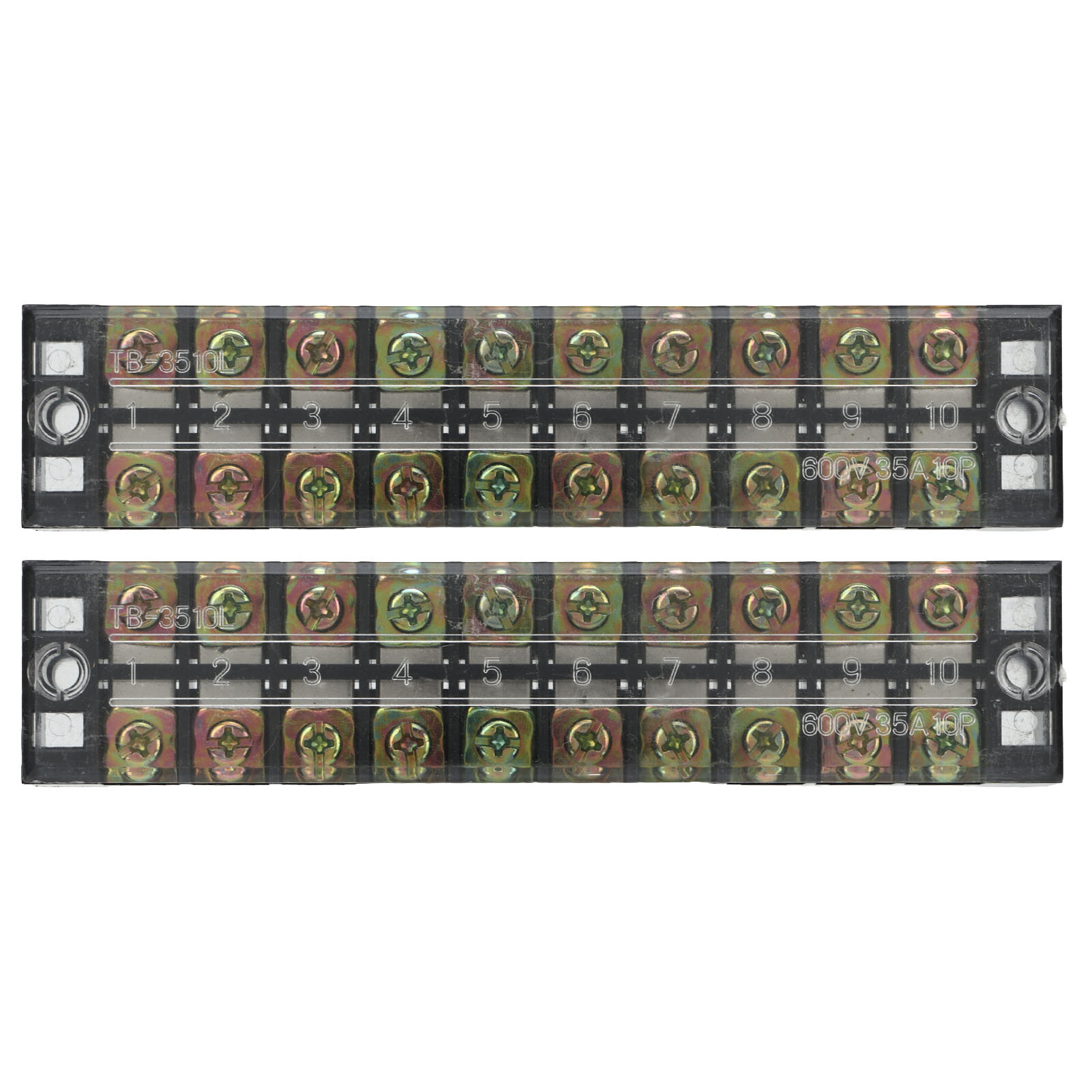 Клеммная колодка 2 шт, большой ток, двухрядный провод, барьерный блок, клеммная колодка с прозрачной крышкой 600 В 35 А, 10 позиций (3510)