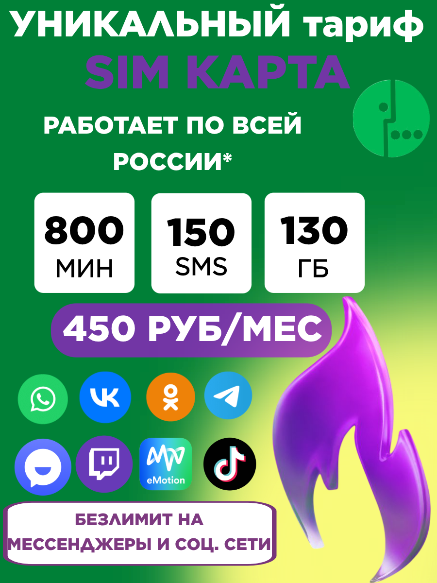 Симкарта Мегафон секретный тариф на выбор 800 мин, 150 смс, 130 гб 450 р или 1500 мин, 150 смс, 80гб - 650р.