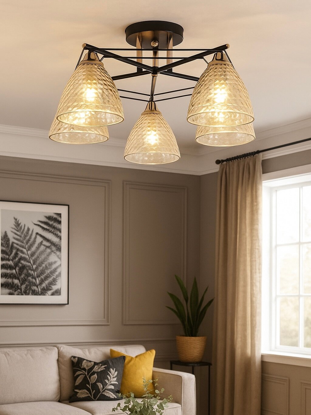 Люстра потолочная, с сменными лампочками, черная Сканди, Свет Столицы