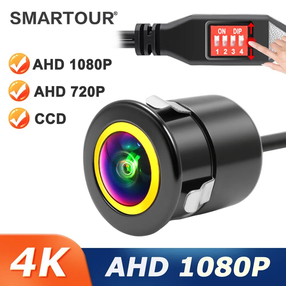 Автомобильная камера заднего вида Smartour FishEye, ночное видение, штамповка AHD 1920*1080P CVBS NTSC, универсальная HD резервная камера с парковочным объективом