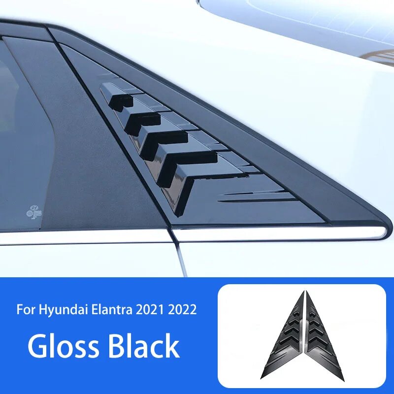 Для Hyundai Elantra 2021 2022, задняя жалюзи автомобиля, боковая крышка, накладка, наклейка, вентиляционный совок, аксессуары из АБС-пластика из углеродного волокна, Gloss Black