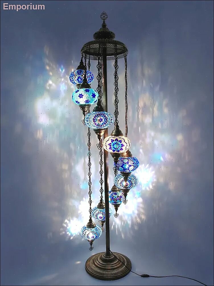 Напольный светильник с турецкой мозаикой, богемный торшер с мозаикой Тиффани в богемном стиле (9 больших ламп)