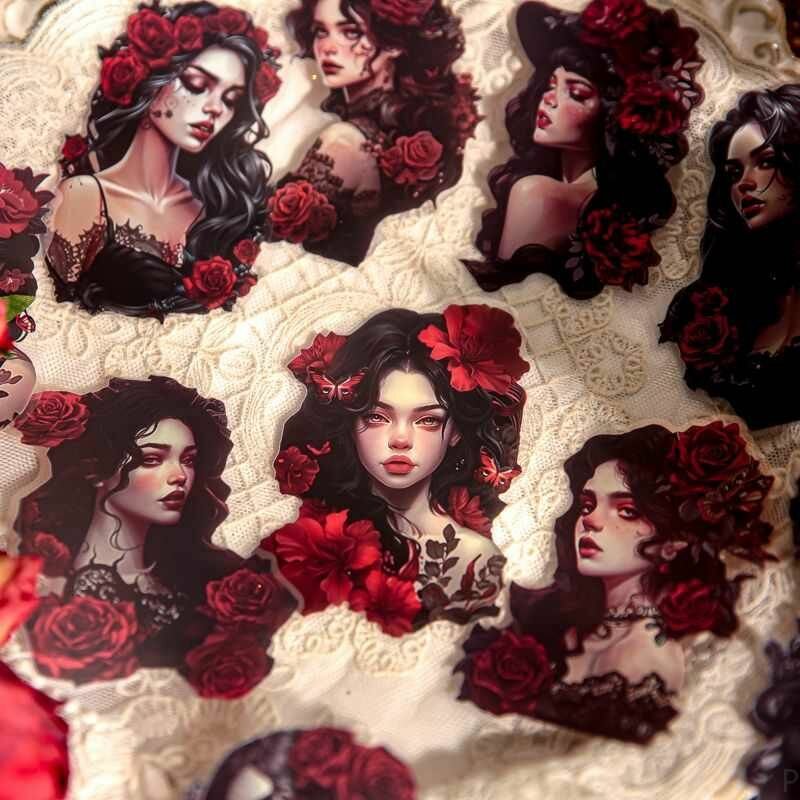 Стикеры, Mr.paper, 30 листов / упаковка, мотив персонажа в стиле ретро-готики, можно использовать для украшения скрапбукинга