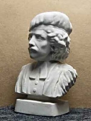 Бюст Рембрандт из камня BR533. Высота 60мм. Высокая детализация. Белый.