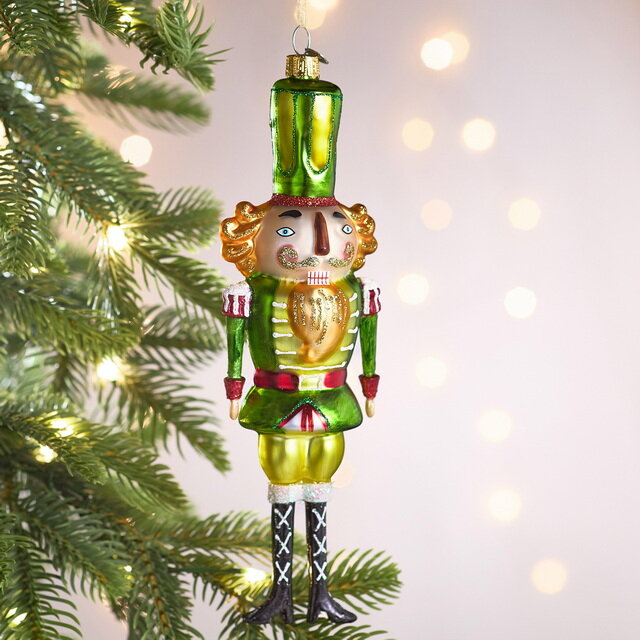 Елочная игрушка Щелкунчик из королевства Эбонлунд 21 см зеленый в подарочной коробке, стекло, Winter Deco, 5030117