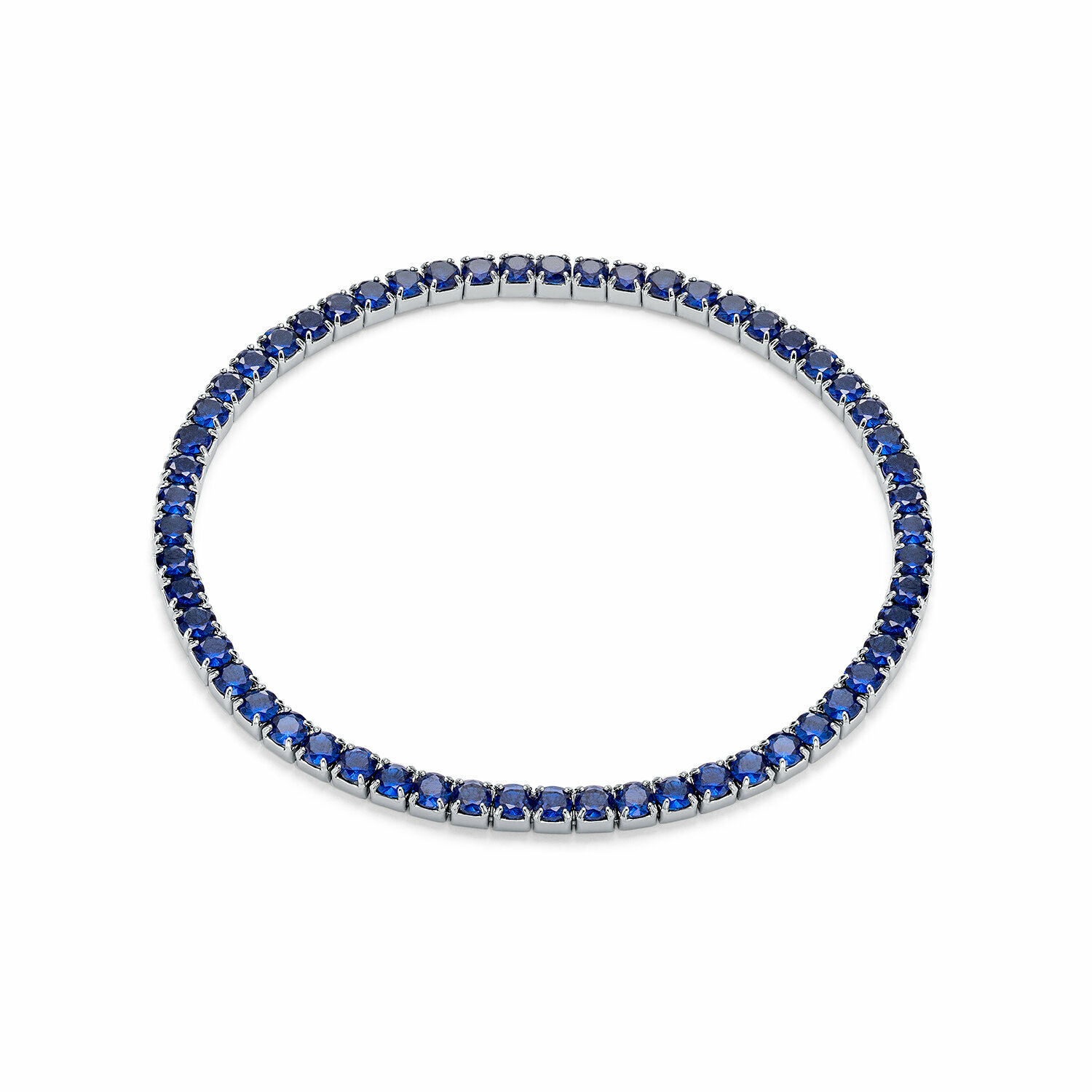 Браслет-цепочка, серебро, 925 проба, родирование, фианит