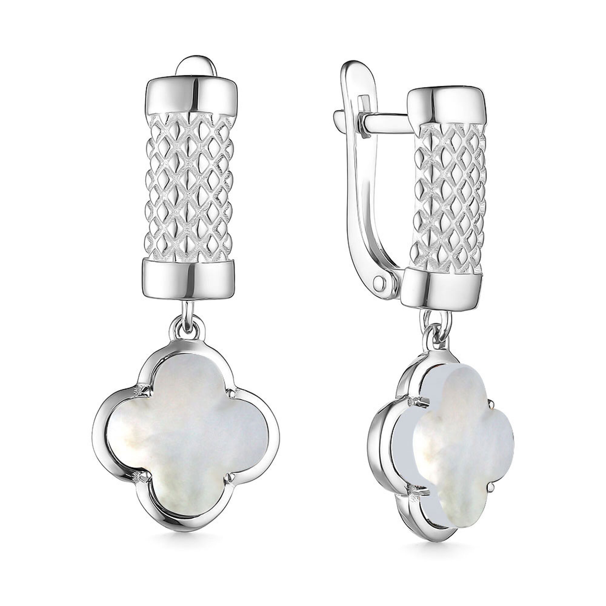 Серьги, серебро, 925 проба, родирование, перламутр