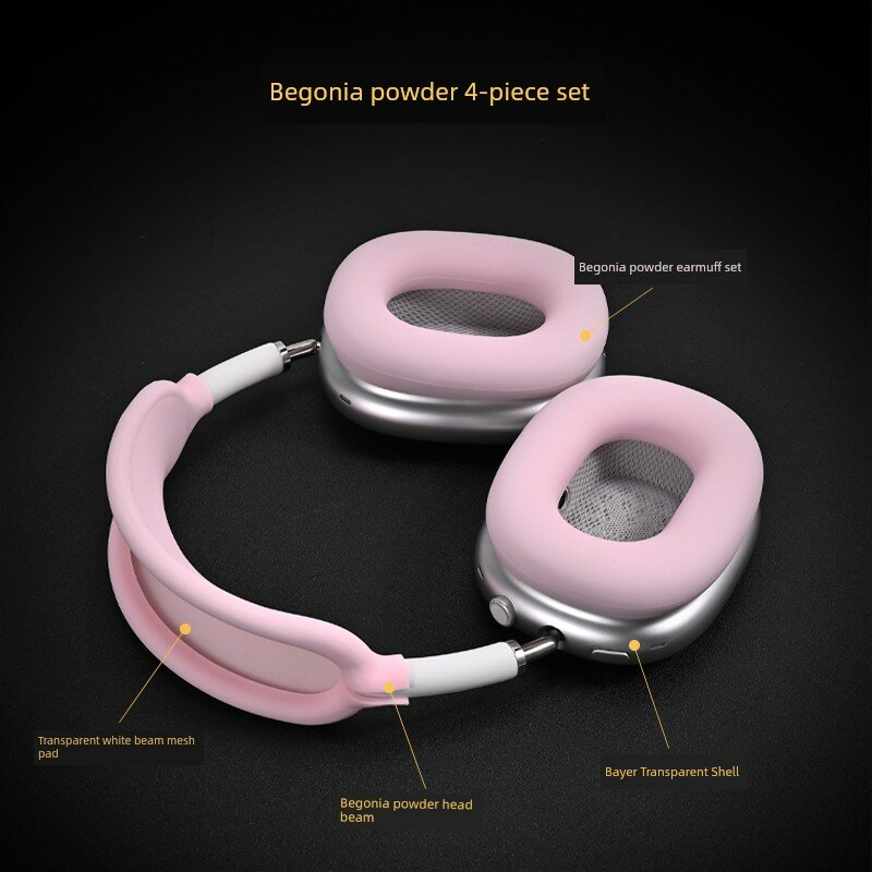 Набор из 4 частей для AirPods: розовый ободок, накладки, сетка, прозрачная мягкая оболочка