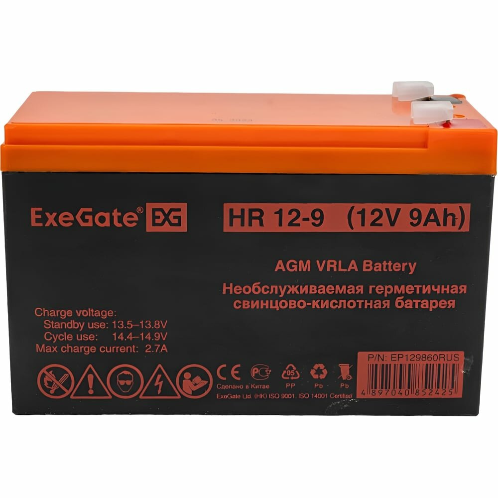 Батарея аккумуляторная АКБ HR 12-9 12V 9Ah 1234W, клеммы F2 ExeGate 129860