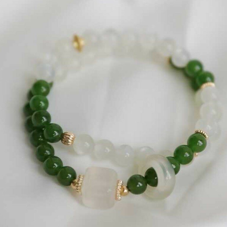 Браслет для гадания, YM Mall из нефрита с лунным камнем Привлечение эмоциональной стабильности