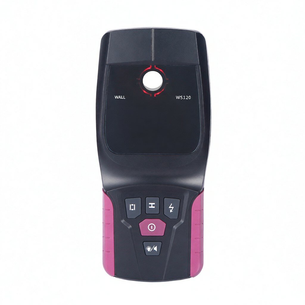 WS120 Ручной многофункциональный детектор стен, детектор металла, дерева, кабеля, провода в стене, сканер стен с LED, черный, пластик, максимальная глубина сканирования для ферритового металла 110 мм, немагнитных металлов (медь) 110 мм, живых проводов 50