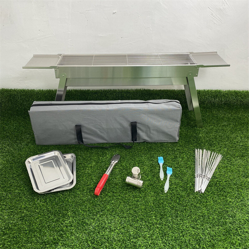 Утолщенный стальной гриль для барбекю, портативный складной гриль для барбекю, домашний угольный гриль для мяса