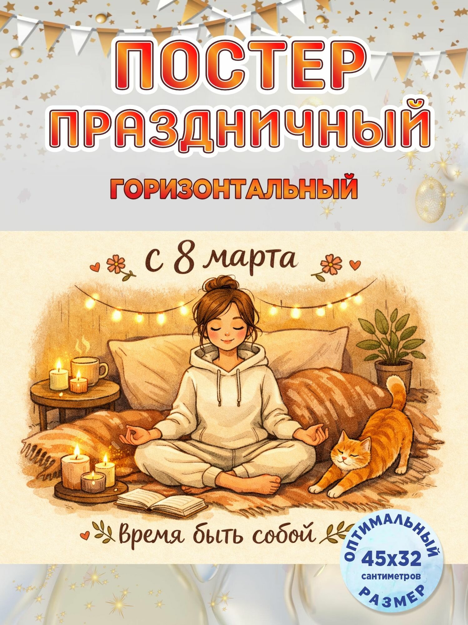 Плакат 8 Марта, Постер на женский день 32х45см