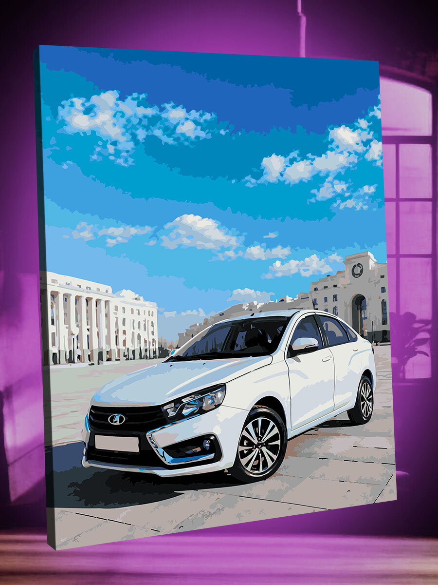 Картина по номерам Lada Vesta белого на широкой площади