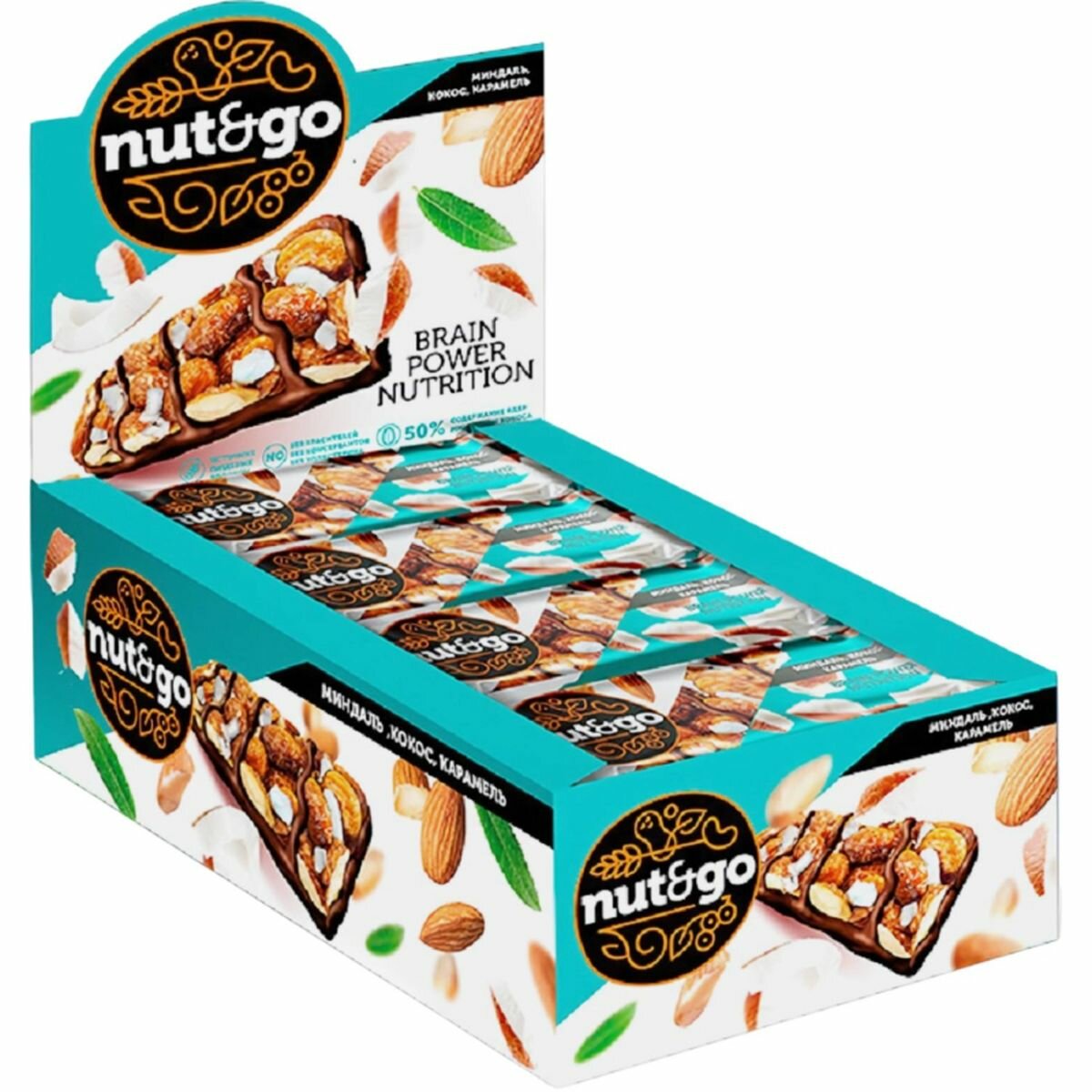 Батончик Nut N Go с миндалём/кокосом/карамелью (18 батончиков по 36 г) (1807068)