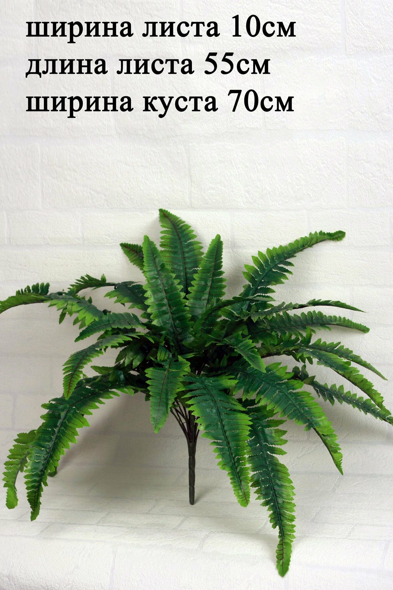 Искусственное растение Holodilova "Папоротник", длина 55 см, цвет зеленый