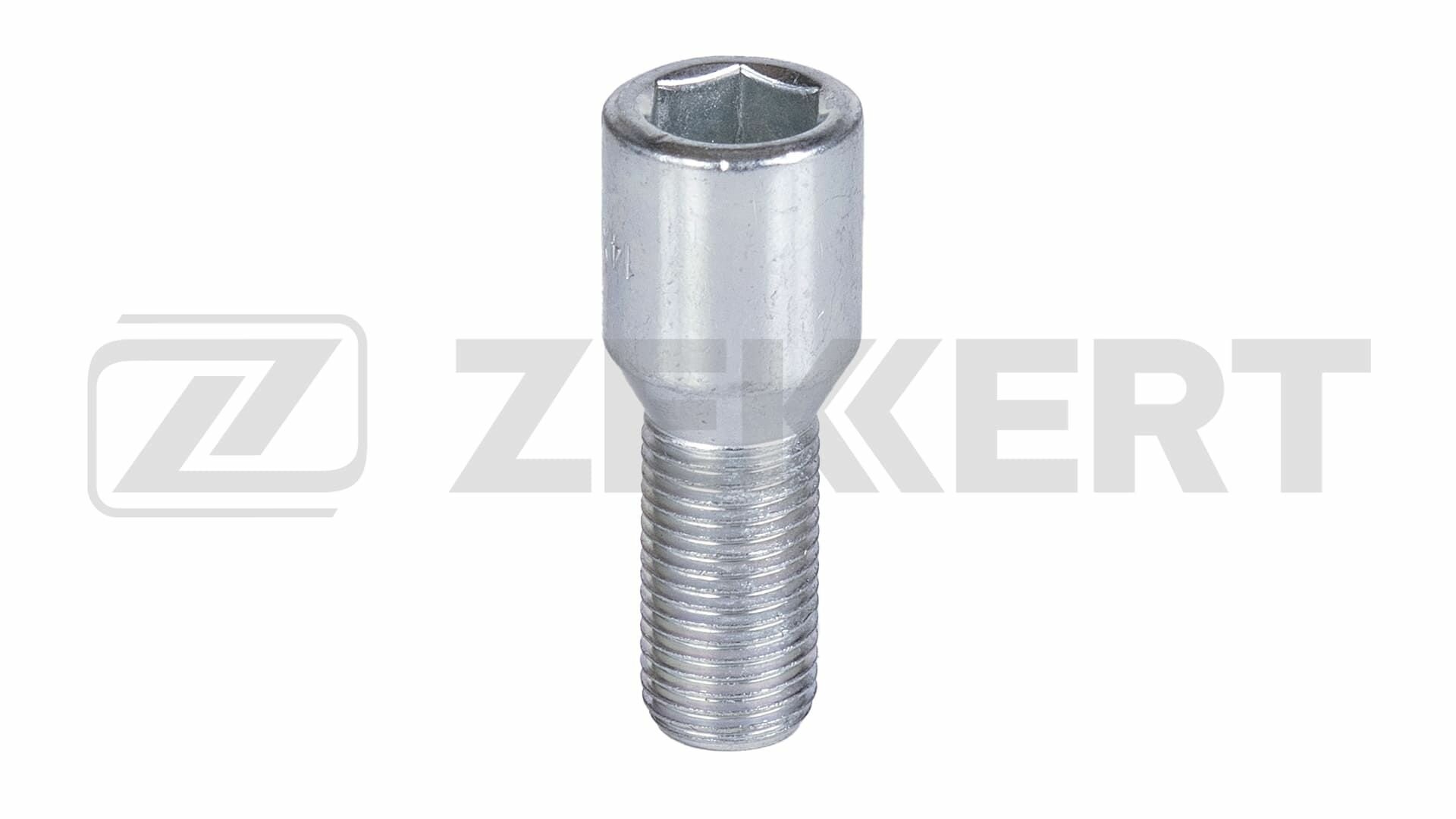 Болт колесный конус М14x1,5 длина резьбы 28 внутренний шестигранник цинк. Комплект - 4 шт.