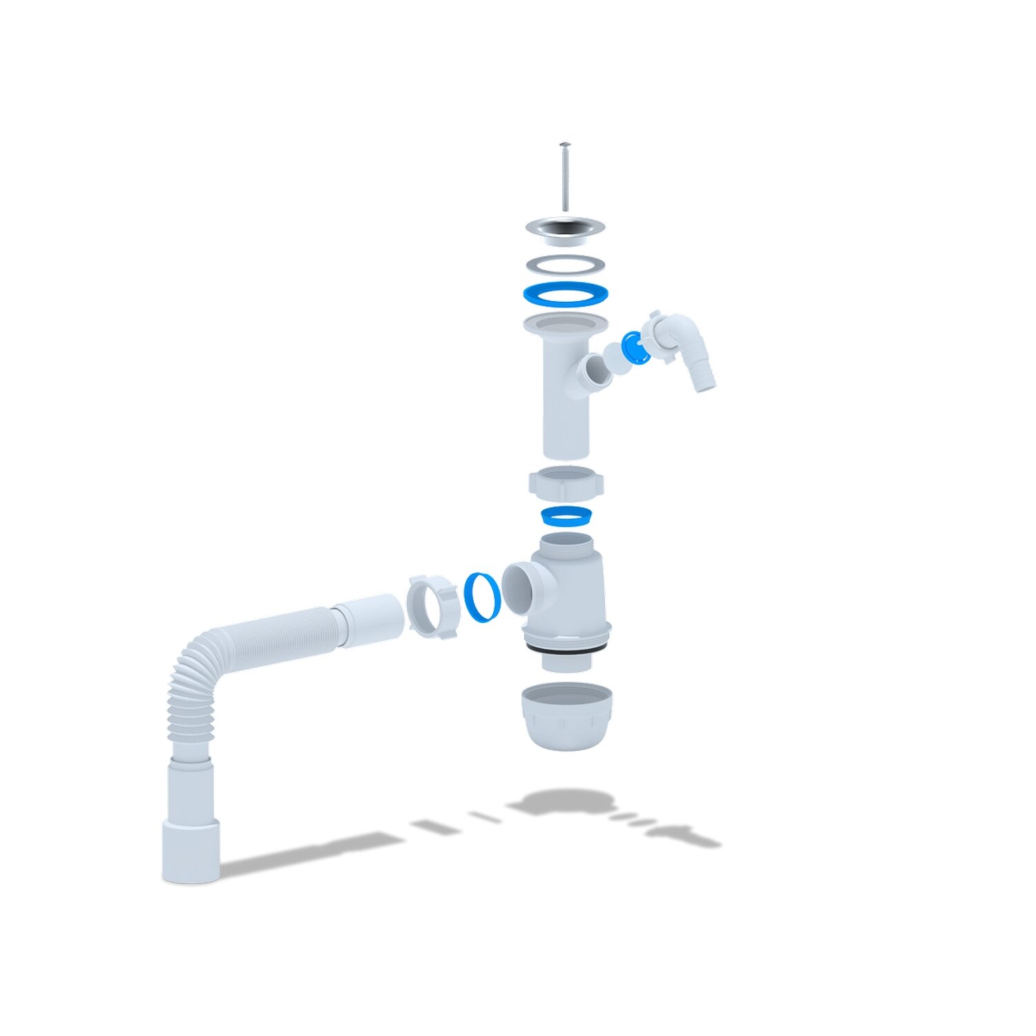 Сифон кухонный Ани Пласт "Грот", для раковины/мойки, нержавеющая сталь/пластик/полипропилен