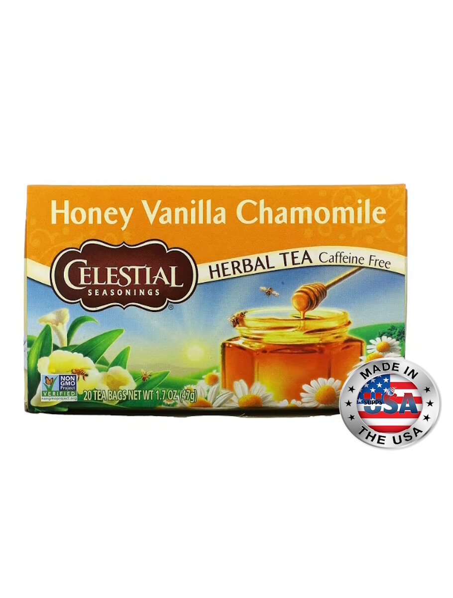 Celestial Seasonings, травяной чай, со вкусом меда, ванили и ромашки, без кофеина, 20 чайных пакетиков, 47 г