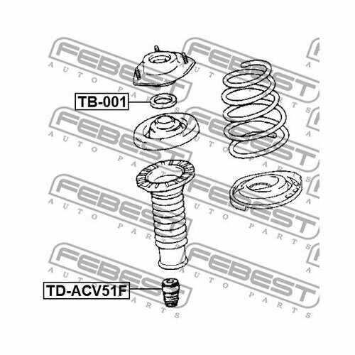 Амортизатор подвески передний левый для автомобиля Toyota Lexus, FEBEST TD-ACV51F (1 шт.)
