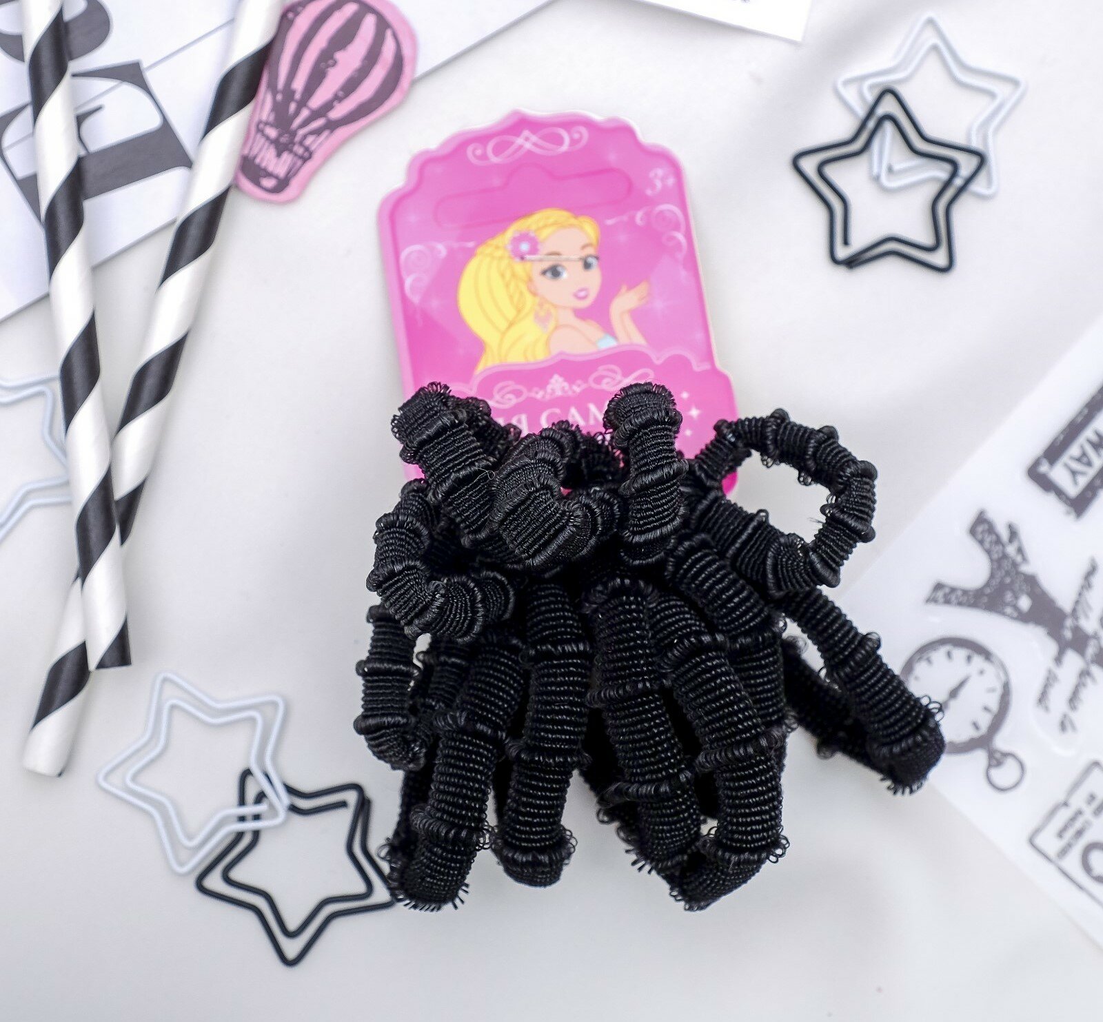 Резинка для волос "Махрушка" (набор 12 шт) 2,5 см, 4,5 см чёрный