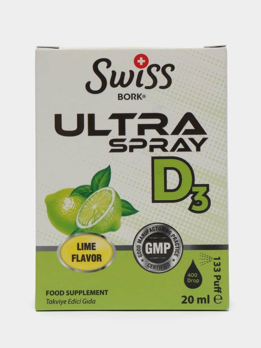 Swiss Bork, Ultra Spray D3 спрей Д3 со вкусом лайма, 20 мл