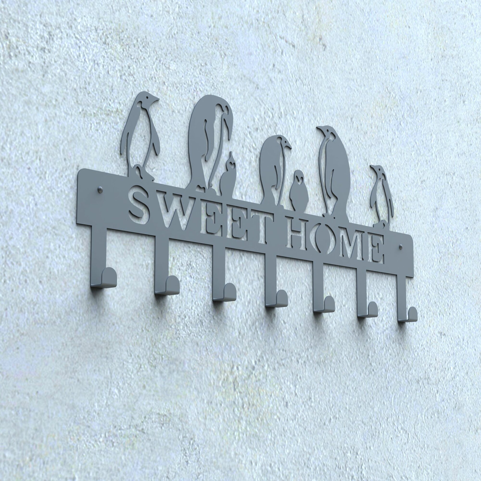 Металлическая вешалка для одежды, Sweet home, серый, 60х2х25 см, Мастерская уюта Зонт — фото 1
