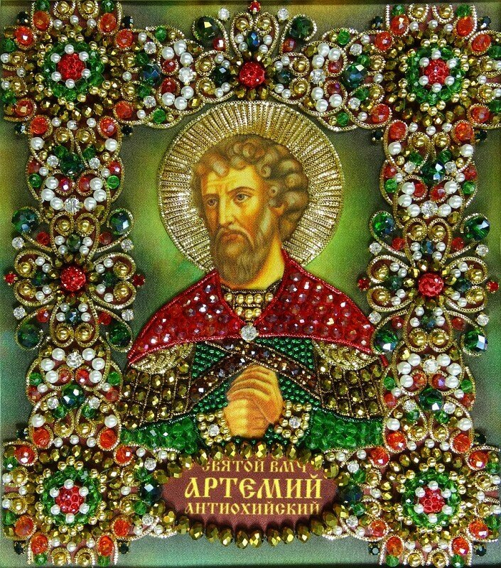 Набор для вышивания Хрустальные грани #Ии-33 Святой Артемий, Вышивка бисером, 16.5 х 19 см