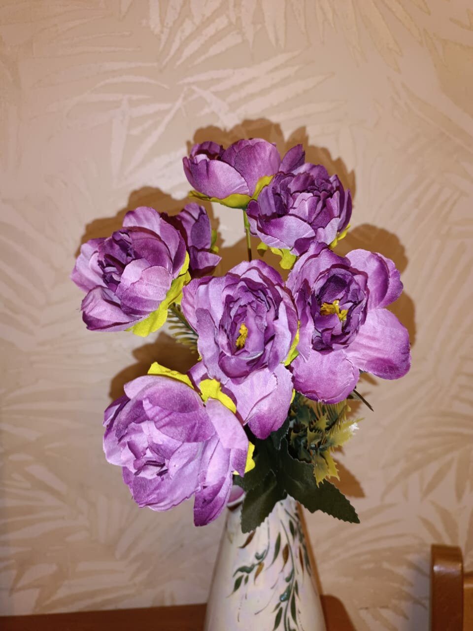 Цветы искусственные "Роза кустовая" - лиловые ветки