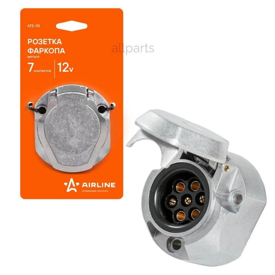 AIRLINE ATE-05 Розетка фаркопа 12В 7 контактов металл AIRLINE ATE-05