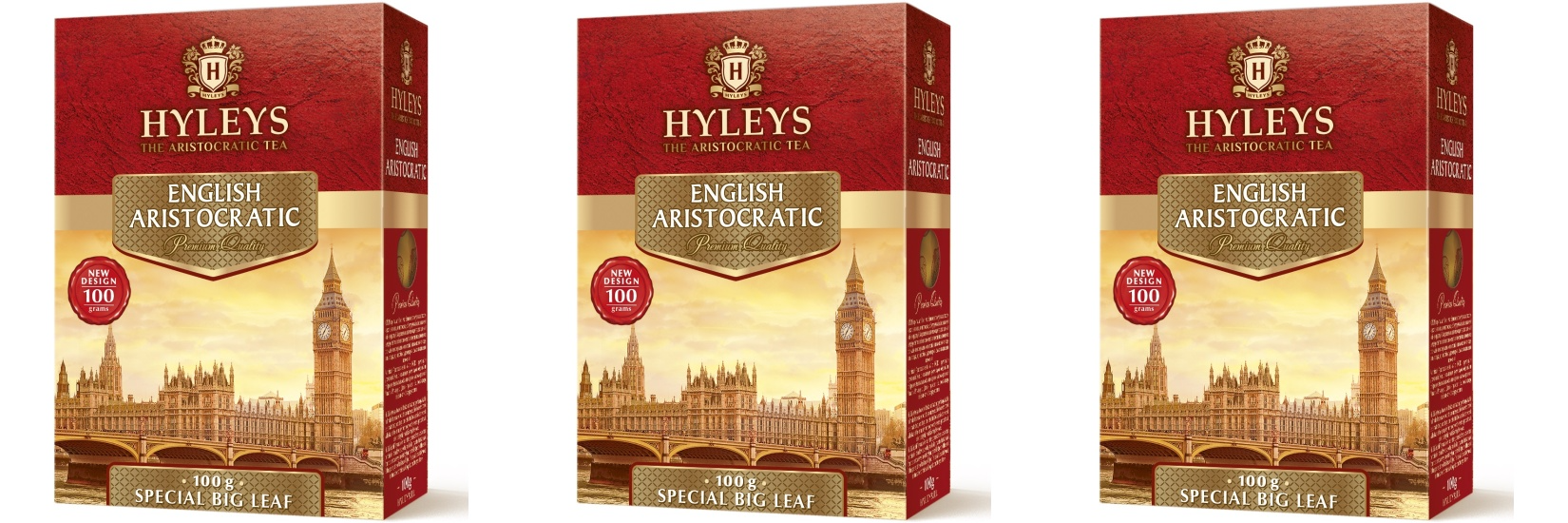 HYLEYS Чай черный English Aristocratic, особо крупный лист, 100 г, 3 уп