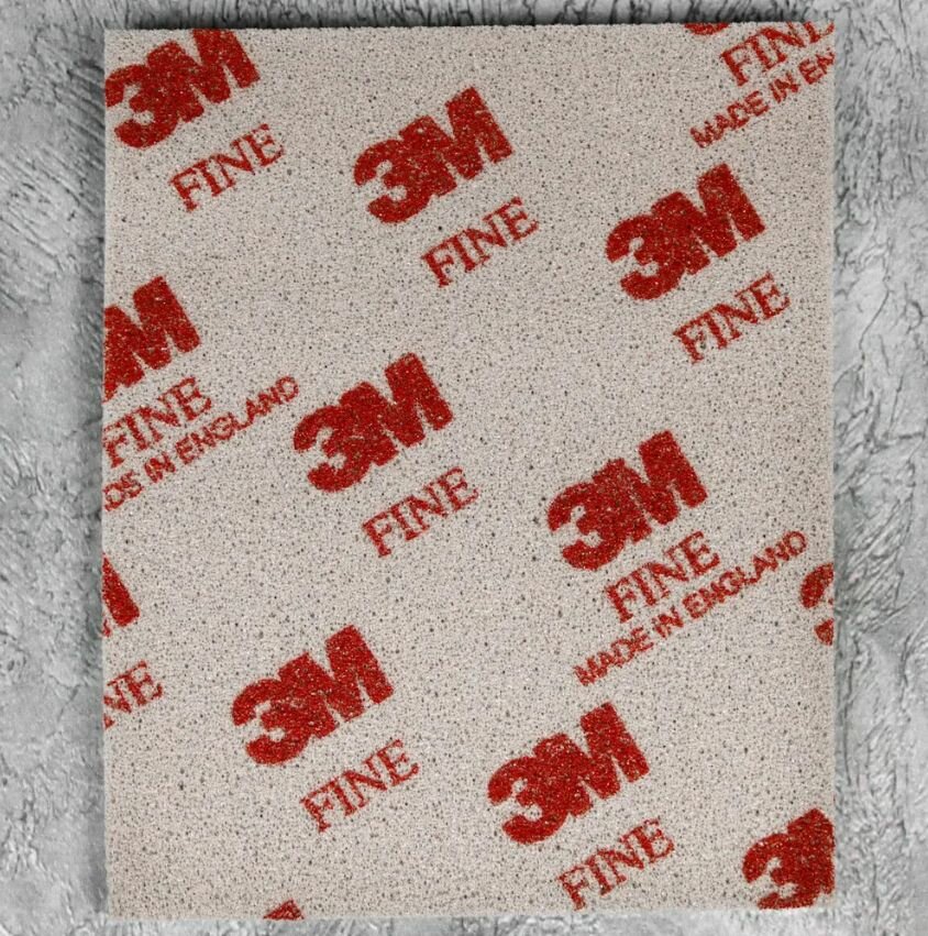Абразивная губка 3M Fine P320-Р400 / Made in ENGLAND / Губка шлифовальная тонкая 3М (с тонким зерном) 115 x 140 мм. Art: 03809