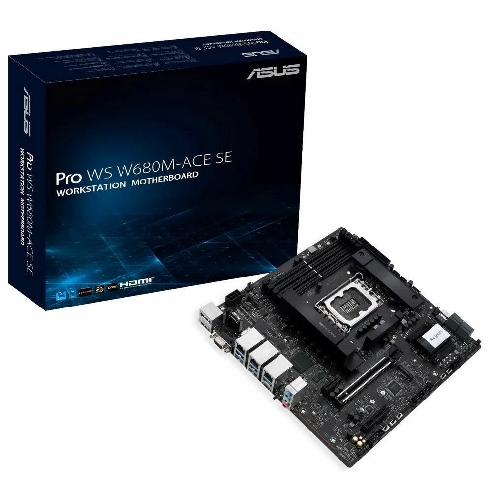 Материнская плата ASUS PRO WS W680M-ACE SE LGA1700 mATX 4xDDR5 PCIEx16 PCIEx4 PCIEx1 2xM.2 USB-C DP HDMI VGA 2х2.5GLAN
