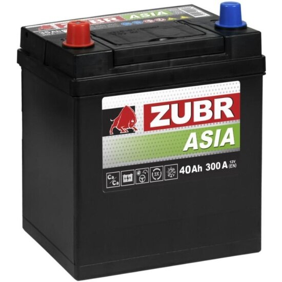 Аккумулятор Zubr Premium Asia, 187x127x225, прямая полярность, 40 Ач