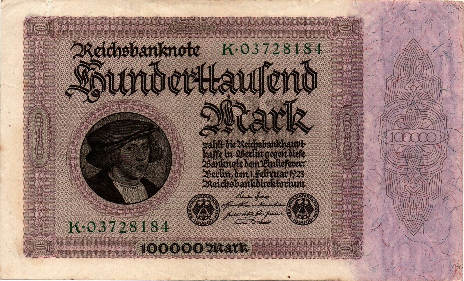 100000 марок 1923 года К 03728184