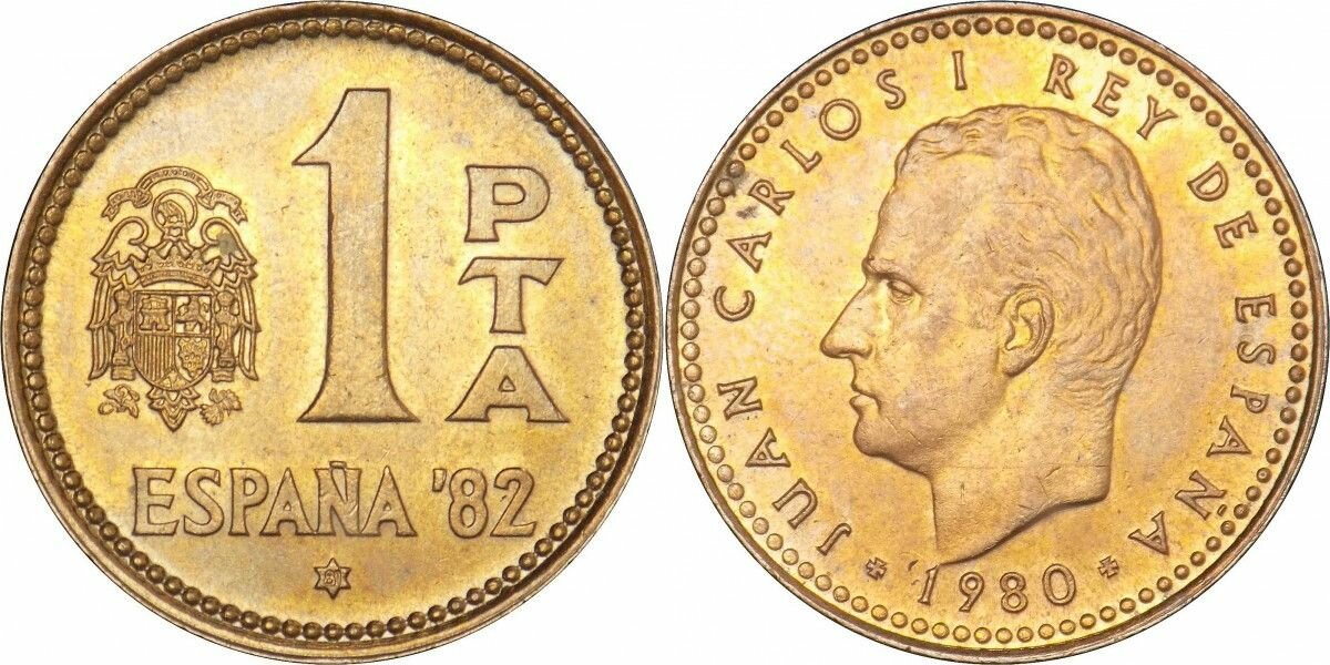 Испания 1 песета, 1980 Чемпионат мира по футболу 1982 XF