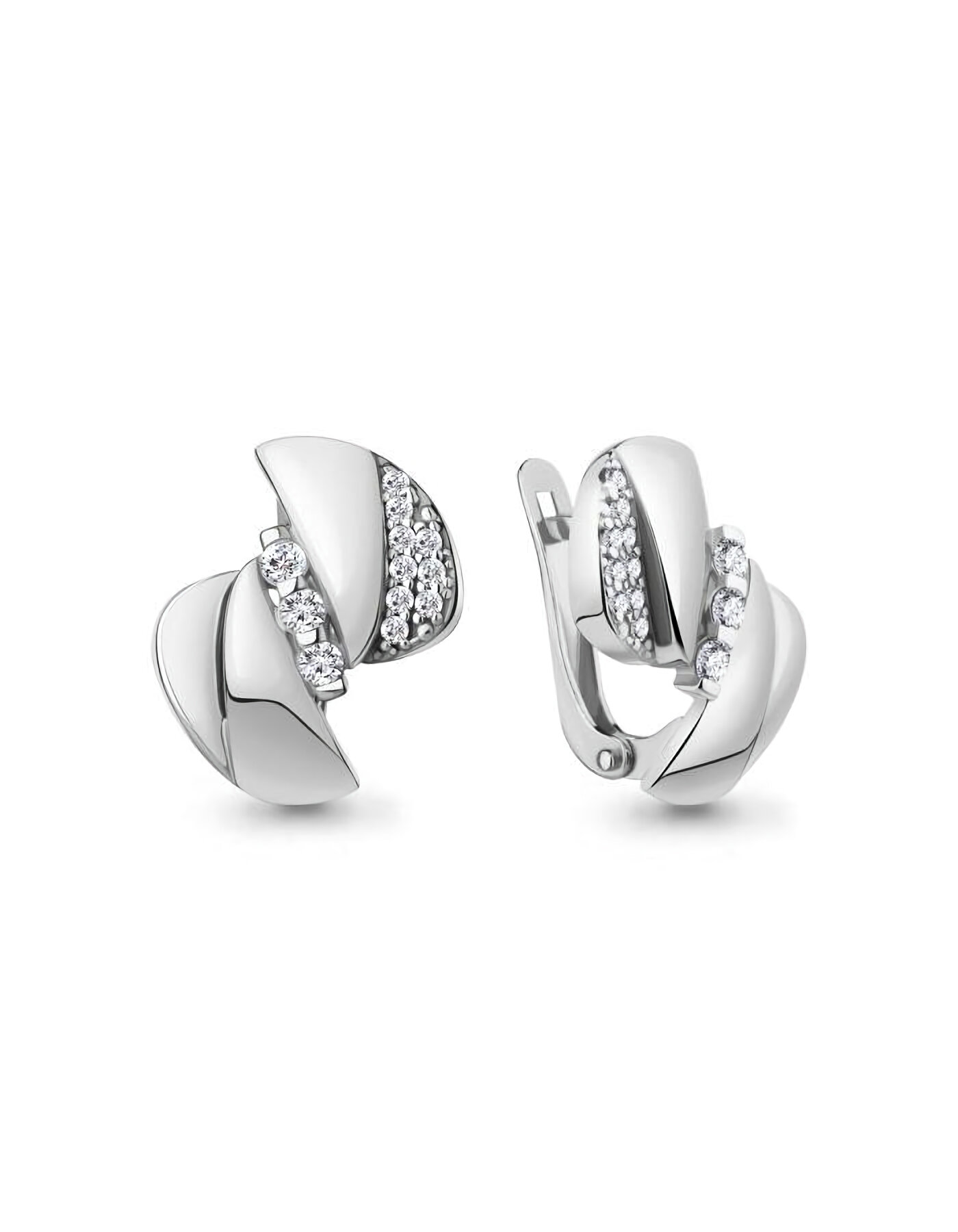 Серьги, серебро, 925 проба, родирование, фианит
