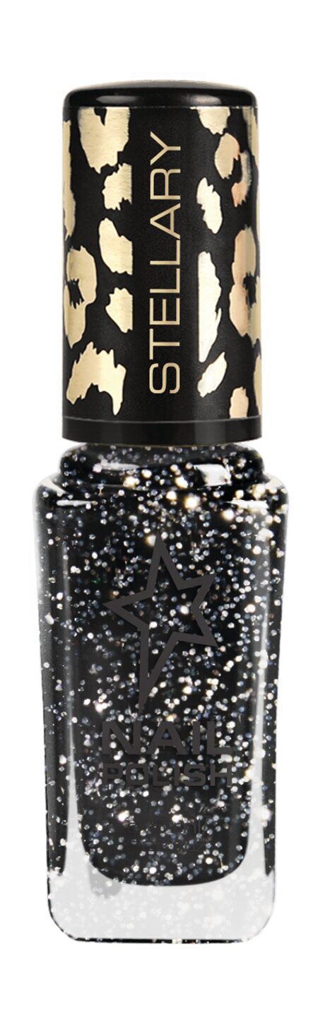 STELLARY Лак для ногтей Nail Polish, 8 мл, 95 Черный с блестками