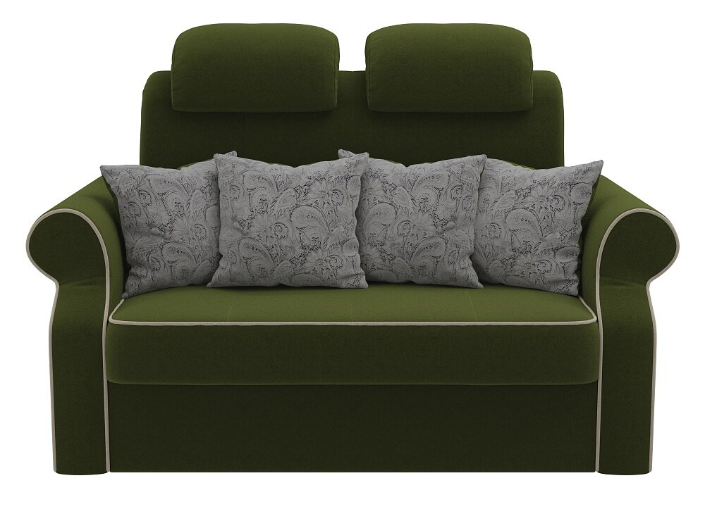 Прямой диван Соло Зеленый Микровельвет, аккордеон, 155х100х90 см, с ящиком для белья