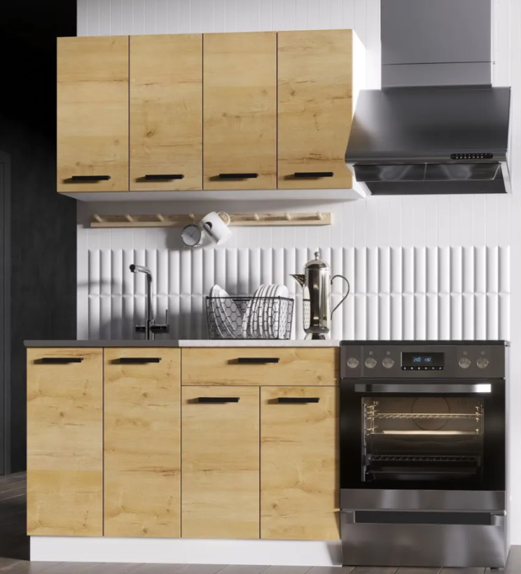 Кухонный гарнитур, кухня, готовый комплект Хозяюшка 1,2 м Дуб Вотан