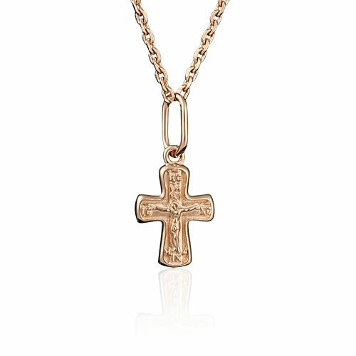 Крестик, красное золото, 585 проба