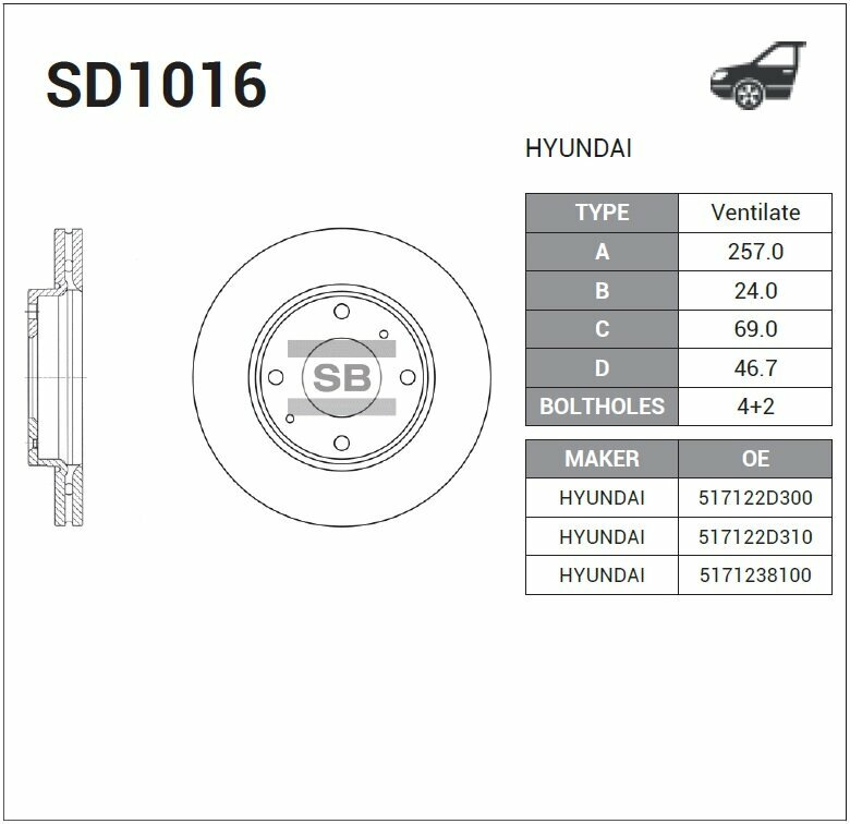 Диск Тормозной SANGSIN SD1016