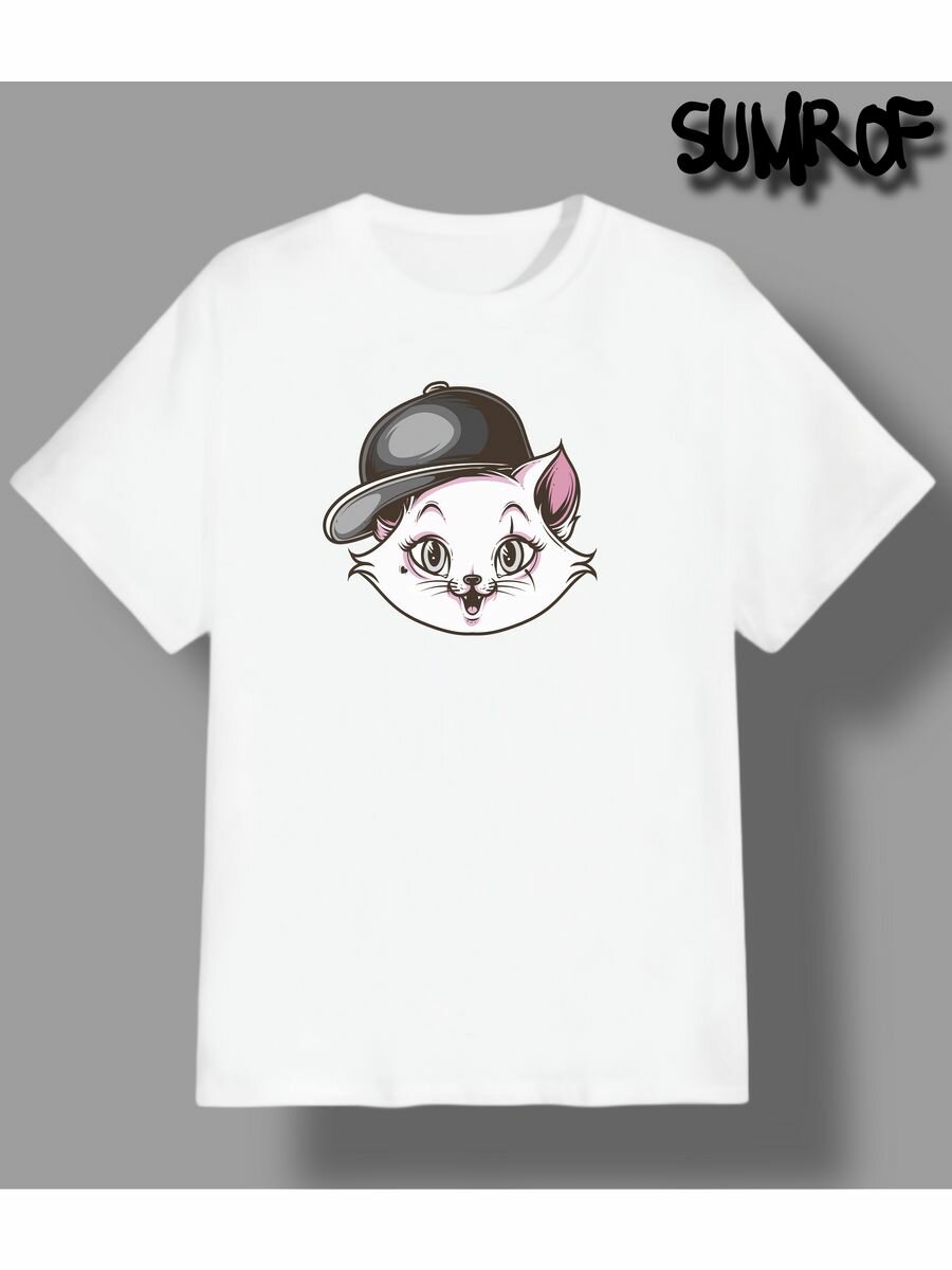 Футболка кот в кепке