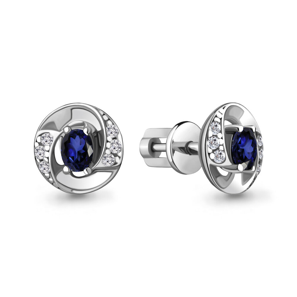 Серьги, серебро, 925 проба, родирование, фианит